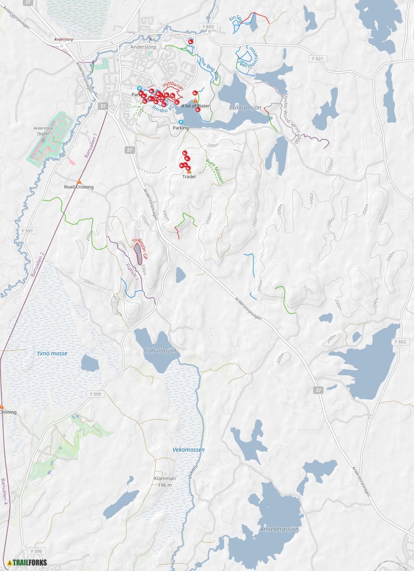 Anderstorp med omnejd Road Biking Trails | Trailforks