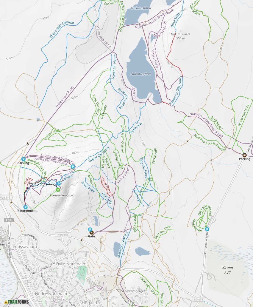 Luossavaara, Kiruna Mountain Biking Trails | Trailforks