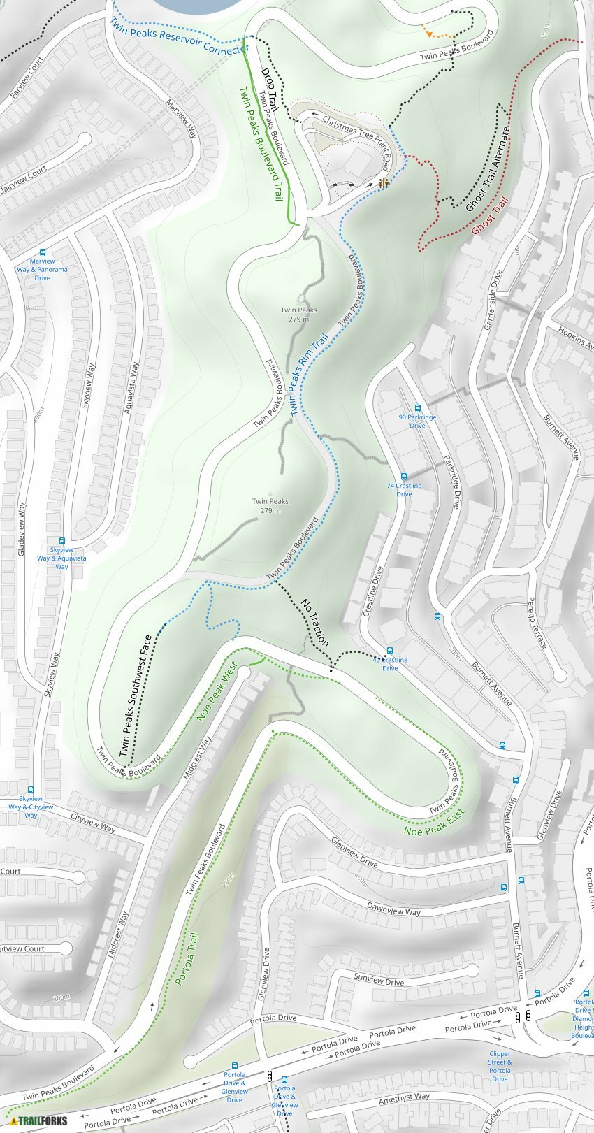 San Francisco Twin Peaks Map San Francisco Landmarks From Twin Peaks