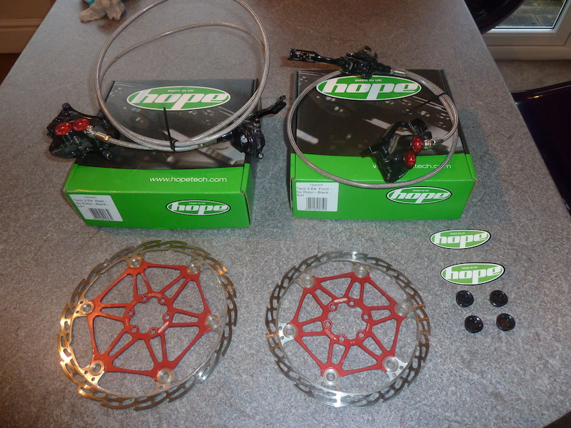 2014 Hope Tech Evo M4 Stealth brakes with rotors For Sale