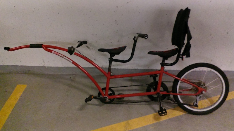 Tandem Adams Trail-A-Bike, red. For Sale