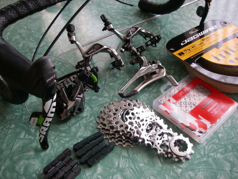 2014 Sram Red 22 group set w/green accents For Sale