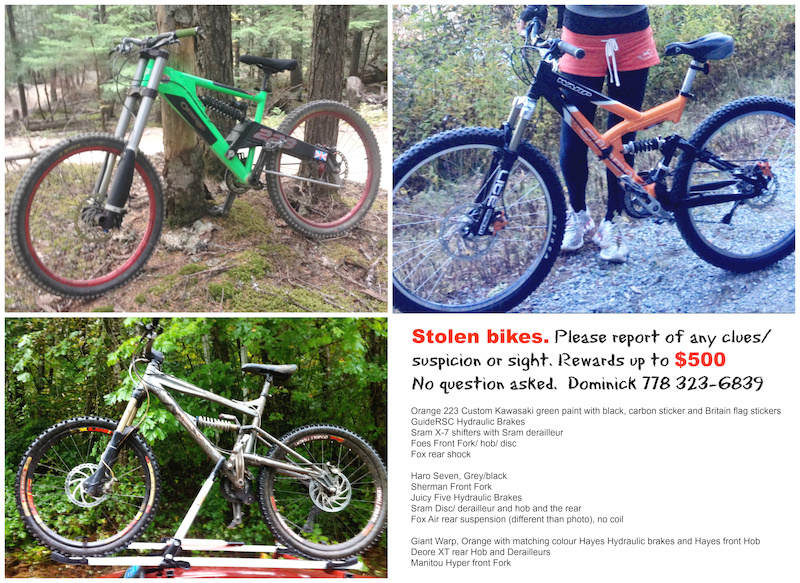 2015 Orange 223, Haro 7, Giant Warp STOLEN Bikes For Sale