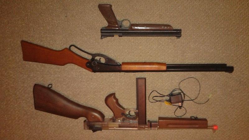 Red Ryder bb gun, thompson, and pistol For Sale