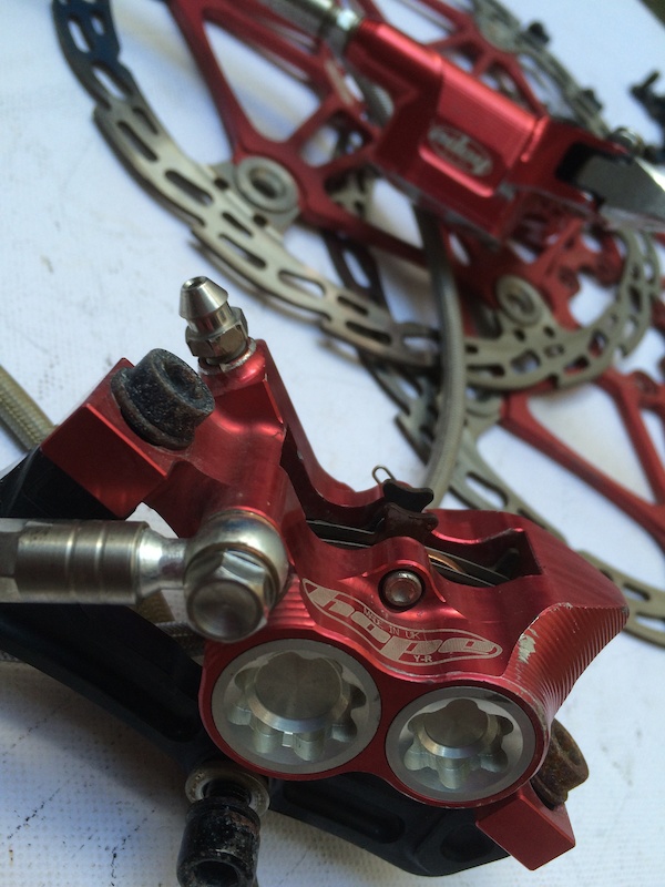 Hope M4 brake set RED team with original rotors For Sale