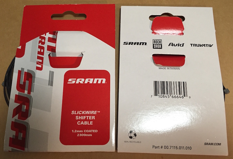NEW SRAM MTB Slickwire Shifter Cables (2) 1.2mm For Sale