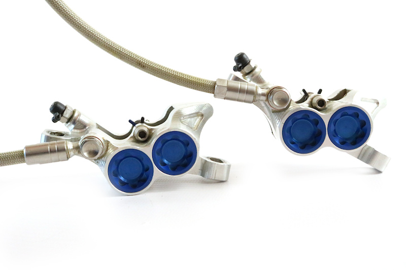 Hope Tech M4 Braided Brakeset - Blue (F53779) For Sale