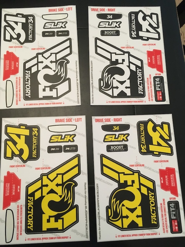2019 Fox 34 Factory Decal Sets (White and Yelow) For Sale