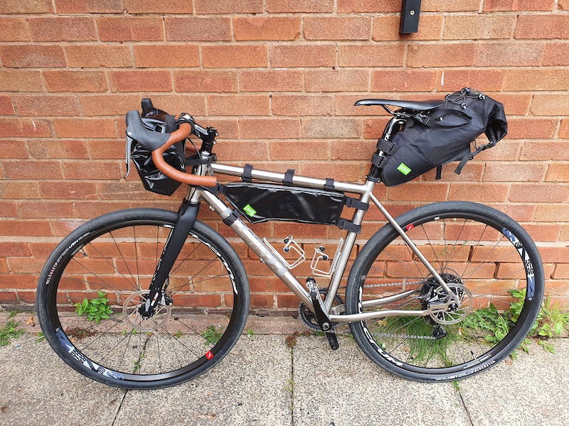 2019 Planet X Tempest titanium bike with bags, Large For Sale