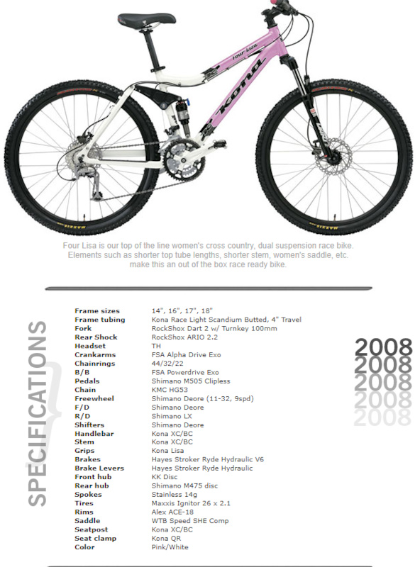 2008 Kona Four Lisa For Sale