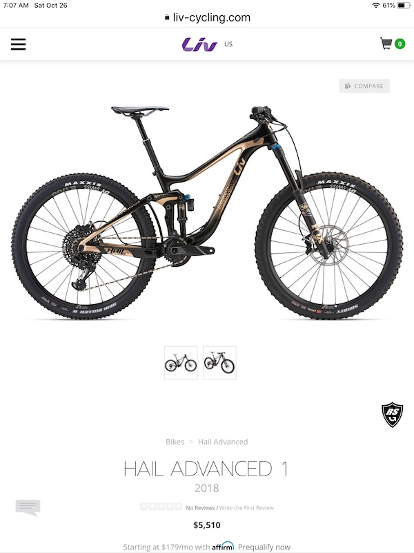 2018 Liv Hail Advanced 1 carbon XS For Sale