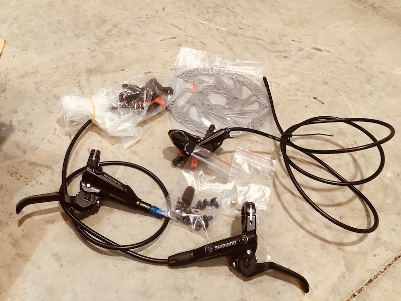 2021 Shimano MT 520, 4 piston brake set w/ 180 mm rotors For Sale