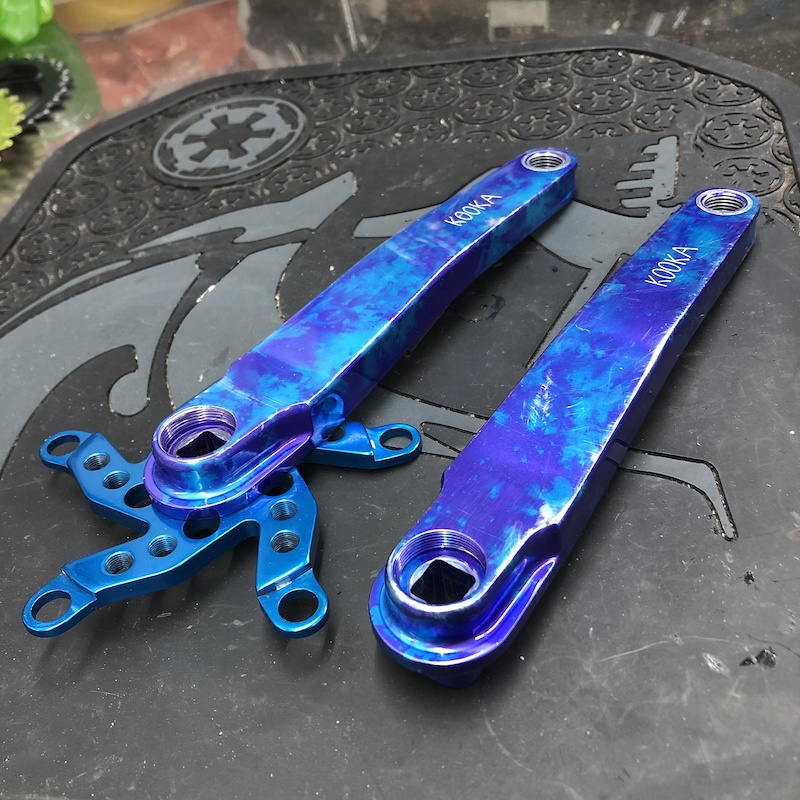 1994 Kooka Blue and Purple Splash ano crankset For Sale