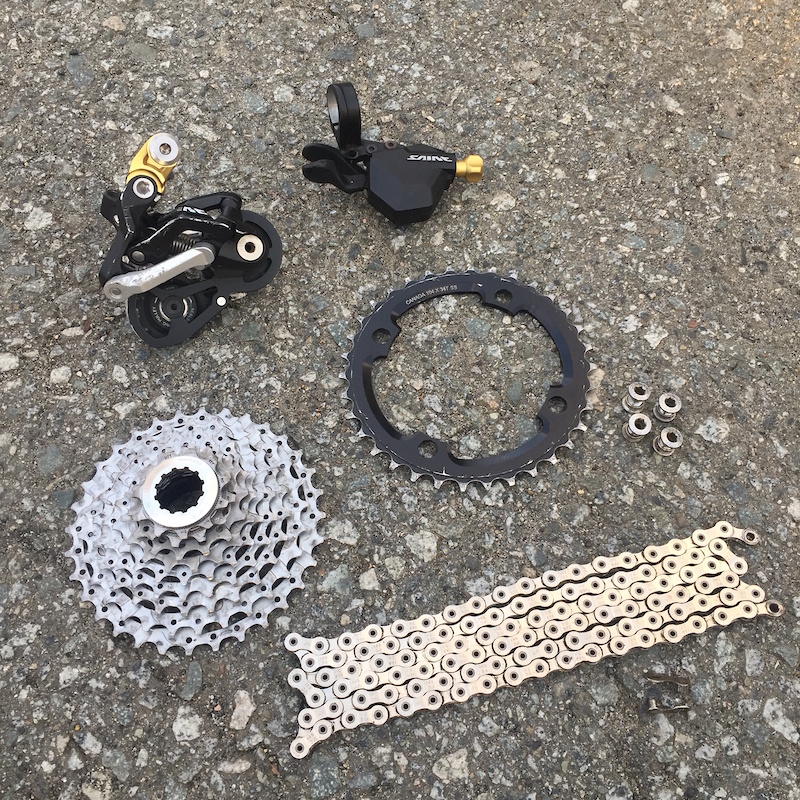 Shimano Saint + XT x Raceface x SRAM 1x9 DH drivetrain For Sale