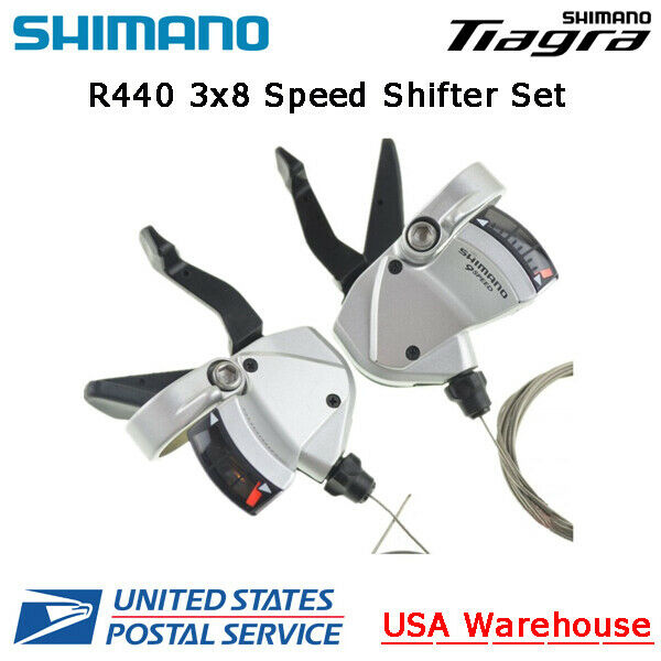 Shimano SL-R440 R441 3x8 Speed Flat Bar Shifter Set For Sale