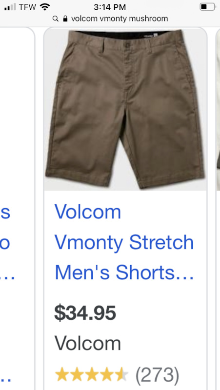 2020 2 New Volcom Vmonty stretch shorts size 33 two pair For Sale