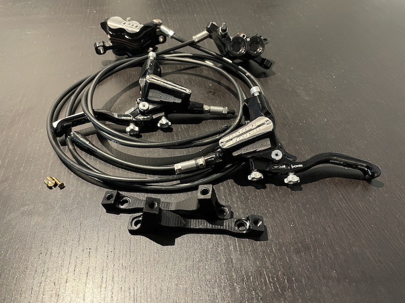 2020 Hope Tech 3 E4 Brakeset, black. Rotors 200/180 orange For Sale