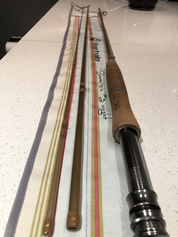 7’6” 3WT Blue Halo Fiberglass Fly rod For Sale