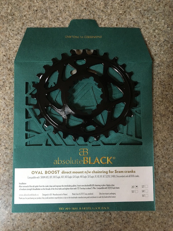 2021 Absolute Black 28T SRAM Oval Chainring For Sale
