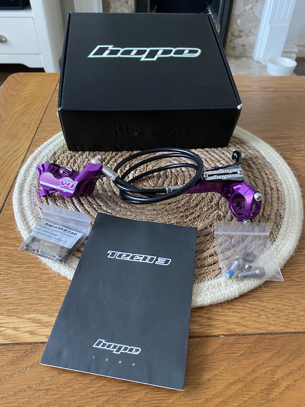 2021 Hope Tech 3 V4 Hydraulic Bike Brakes Purple R/H For Sale