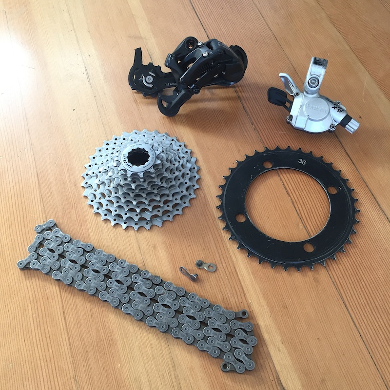 Sram X9 / X5 x Shimano 1x9 spd drivetrain (263) For Sale