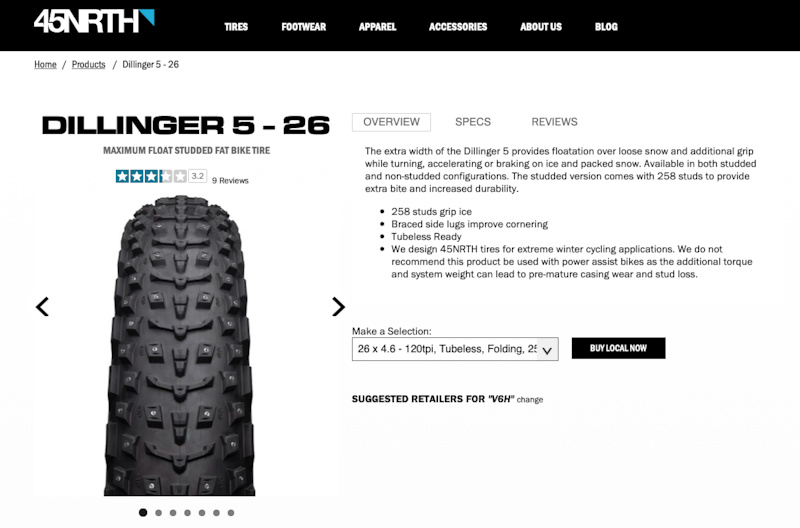 Fatbike 26x4.8 Dillinger 5, 120 TPI, 258 concave studs For Sale