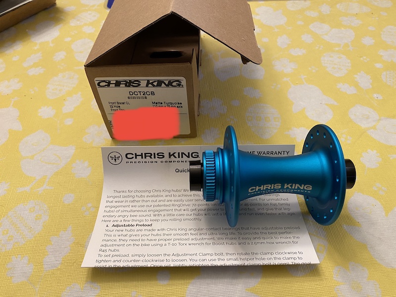 2021 Chris King boost front hub 32h CL matte turquoise For Sale