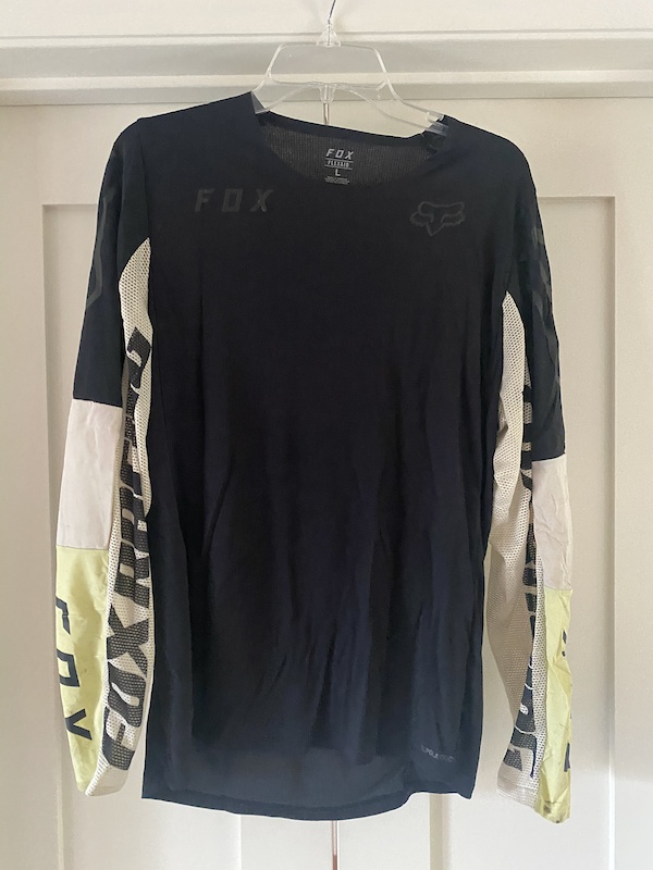 2020 FOX RACING FLEXAIR JERSEY LARGE BLACK WHITE YELLOW For Sale