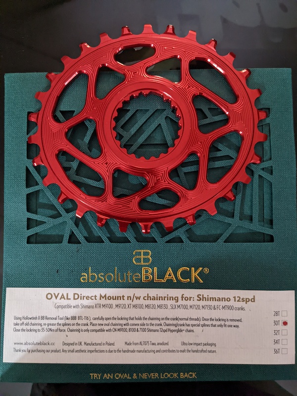 2020 Absolute Black 30T Oval for Shimano 12 Spd (RED) For Sale