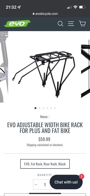 2020 Evo fat bike rear rack For Sale