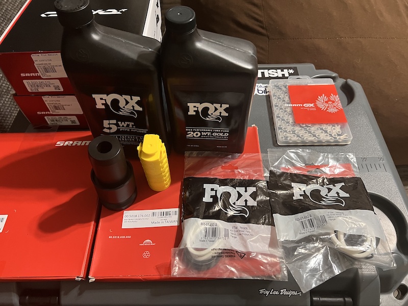 2022 Fox 38 service kits, oil, seal driver, volume spacers. For Sale