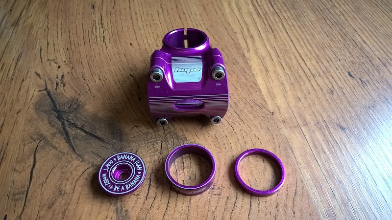 2022 Hope AM FR Stem 35 x 35 mm Purple spacers & topcap For Sale