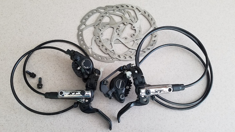 2014 Shimano XT brake set w/rotors For Sale