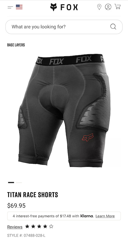 Fox Titan Padded Shorts Size L For Sale