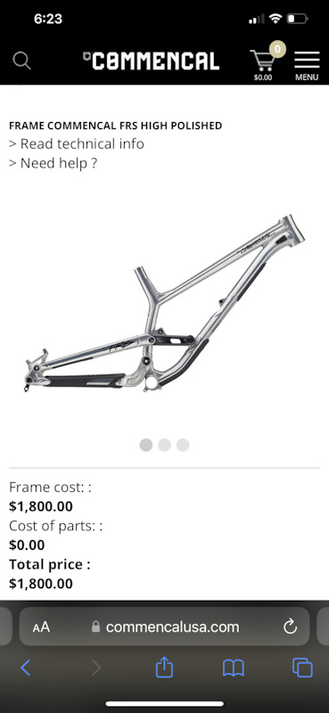 2022 FRAME COMMENCAL FRS HIGH POLISHED For Sale
