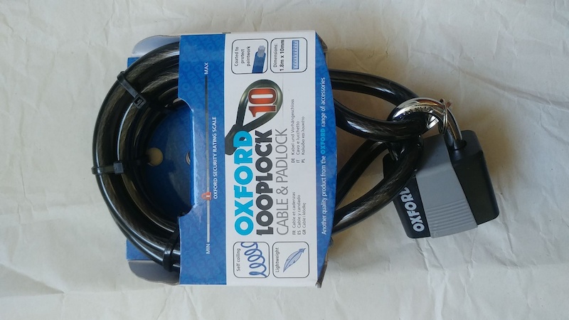 New Oxford Products loop lock + padlock bike security For Sale