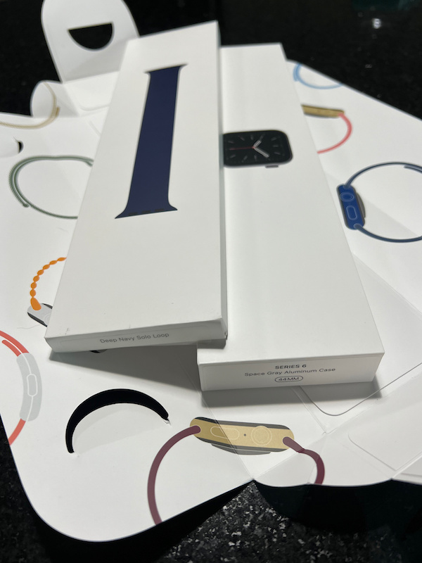 2021 Apple Watch Series 6 - 44mm, Navy Solo Loop Band For Sale