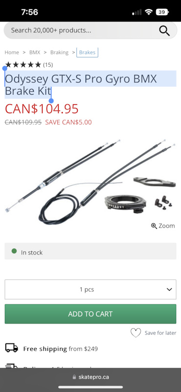 2022 Odyssey GTX-S Pro Gyro BMX Brake Kit For Sale