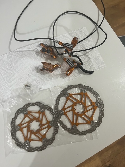 2022 Hope Tech 3 E4 Brakes and Rotors in Orange For Sale