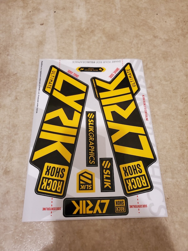 2022 Slik Graphics Rockshox Lyrik Ohlins Yellow Decal Kit For Sale