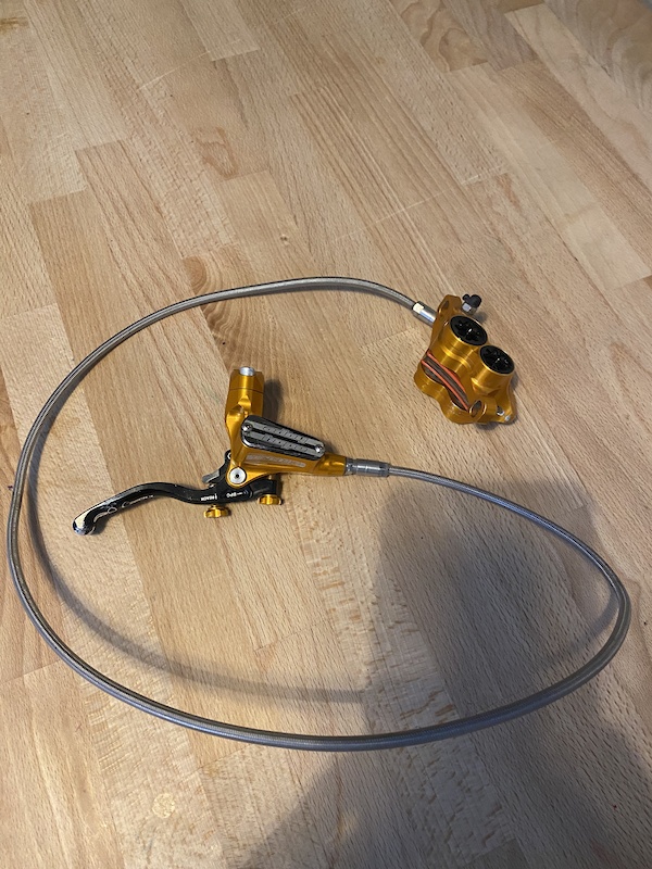 2021 Hope tech 3 V4 brake set in orange with braided hoses For Sale