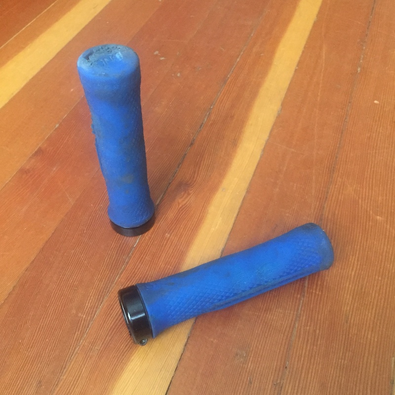 OneUp blue single clamp lock-on grips (621) For Sale