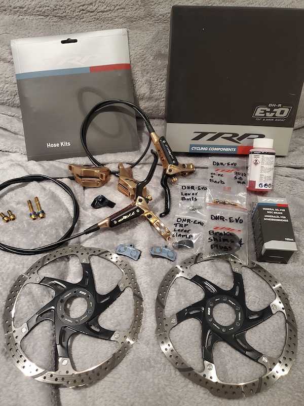 2022 TRP DHR-EVO Gold Complete brake set with spares! For Sale