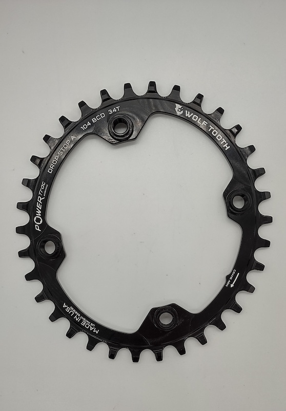WolfTooth Elliptical 104 BCD Chain Ring 34t, Drop-Stop For Sale
