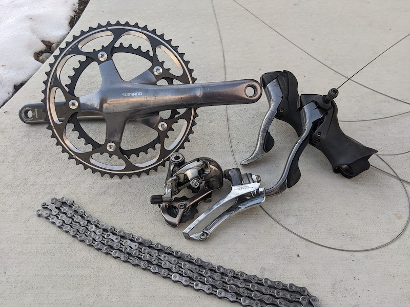 Ultegra 2x10 cassette cranks chainring shifter axles For Sale