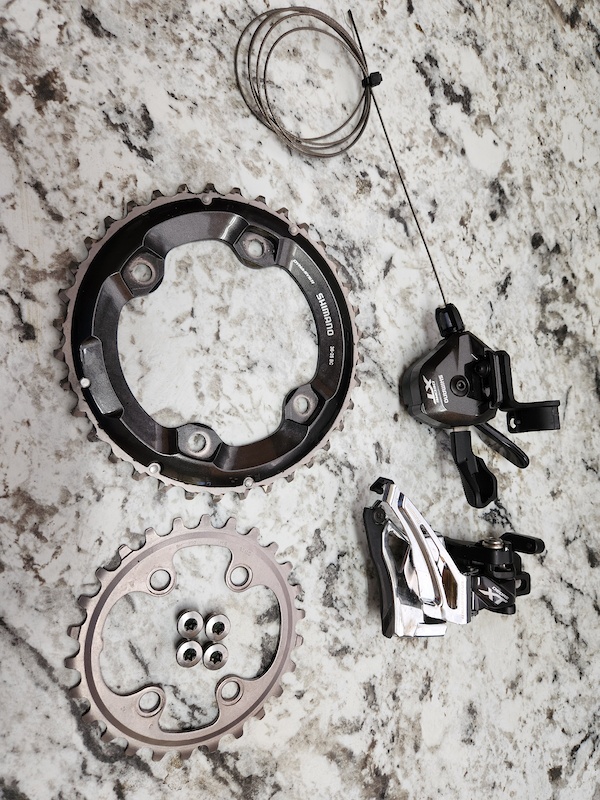 XT M8000 Shifter, Front Derailleur, and Chain Rings For Sale