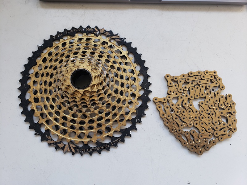 2022 Sram XX1 Eagle Cassette 10/50t Gold and XX1 chain For Sale