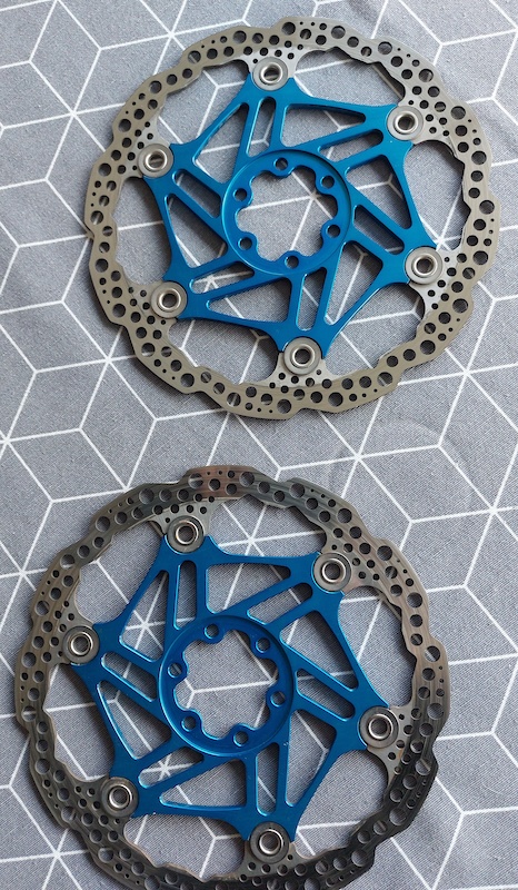 2015 PAIR of blue Hope floating rotors 180mm For Sale
