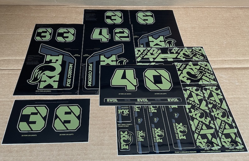 FOX 32 34 36 38 40 fork shock decals Olive Drab NEW For Sale
