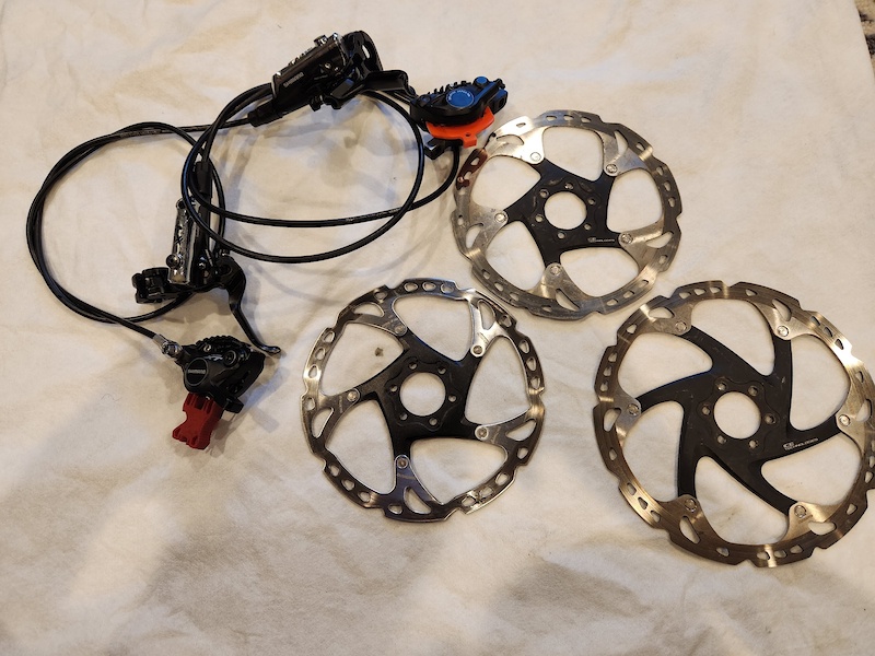 2015 Shimano XT Two Piston Front/Rear, 3 Ice Tech Rotors For Sale